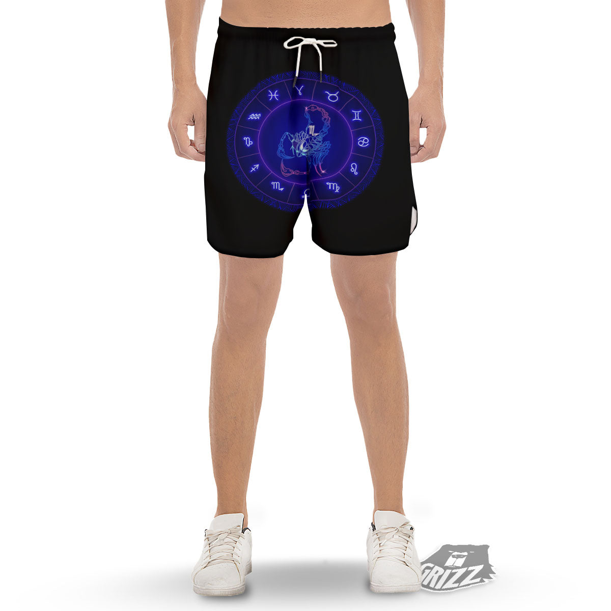 Zodiac Sign Dark Scorpio Print Men's Gym Shorts