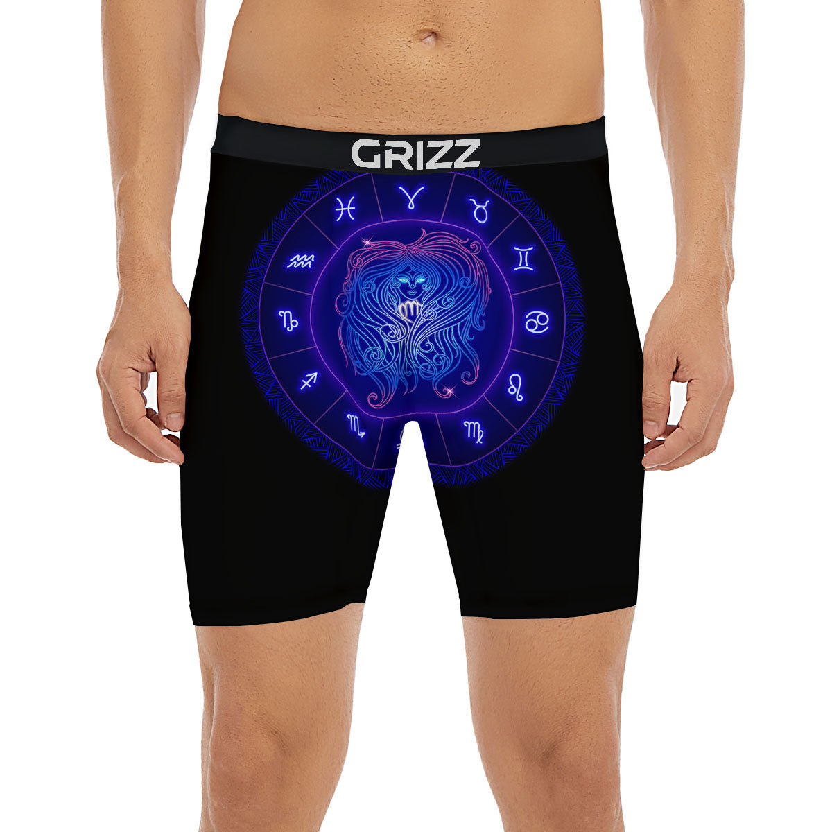 Zodiac Sign Dark Virgo Print Boxer Briefs