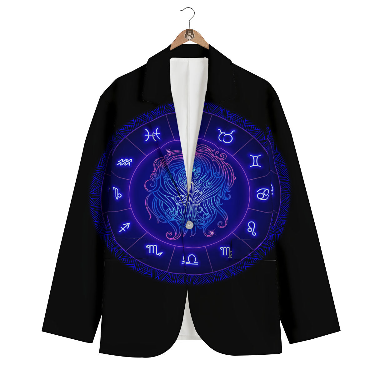 Zodiac Sign Dark Virgo Print Men's Blazer