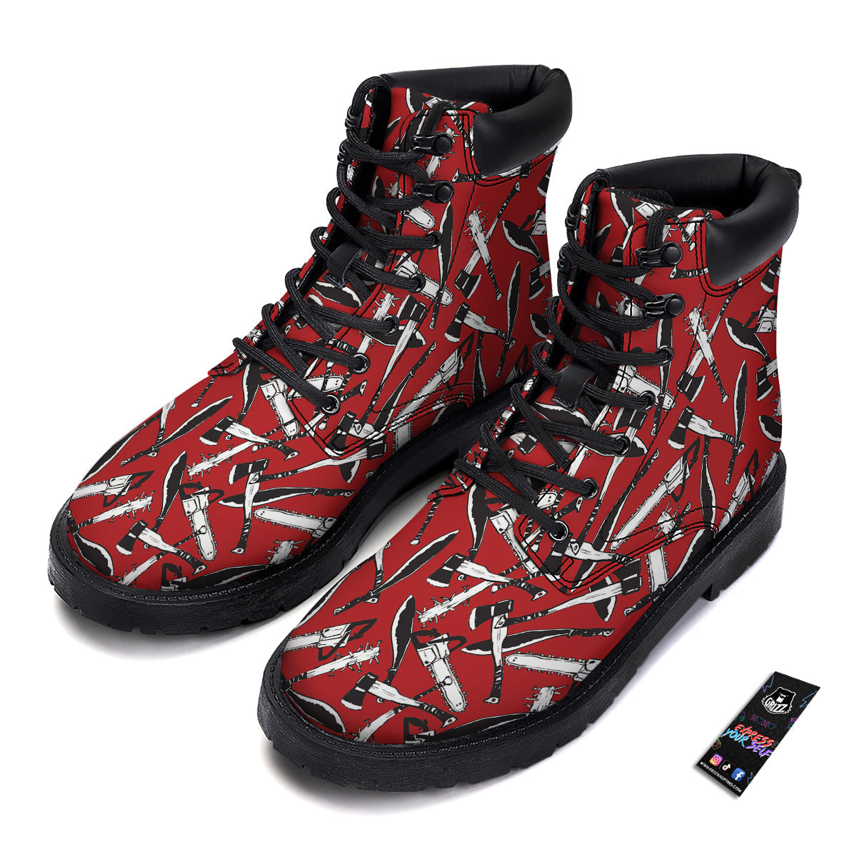 Zombie Killer Weapon Print Pattern Boots