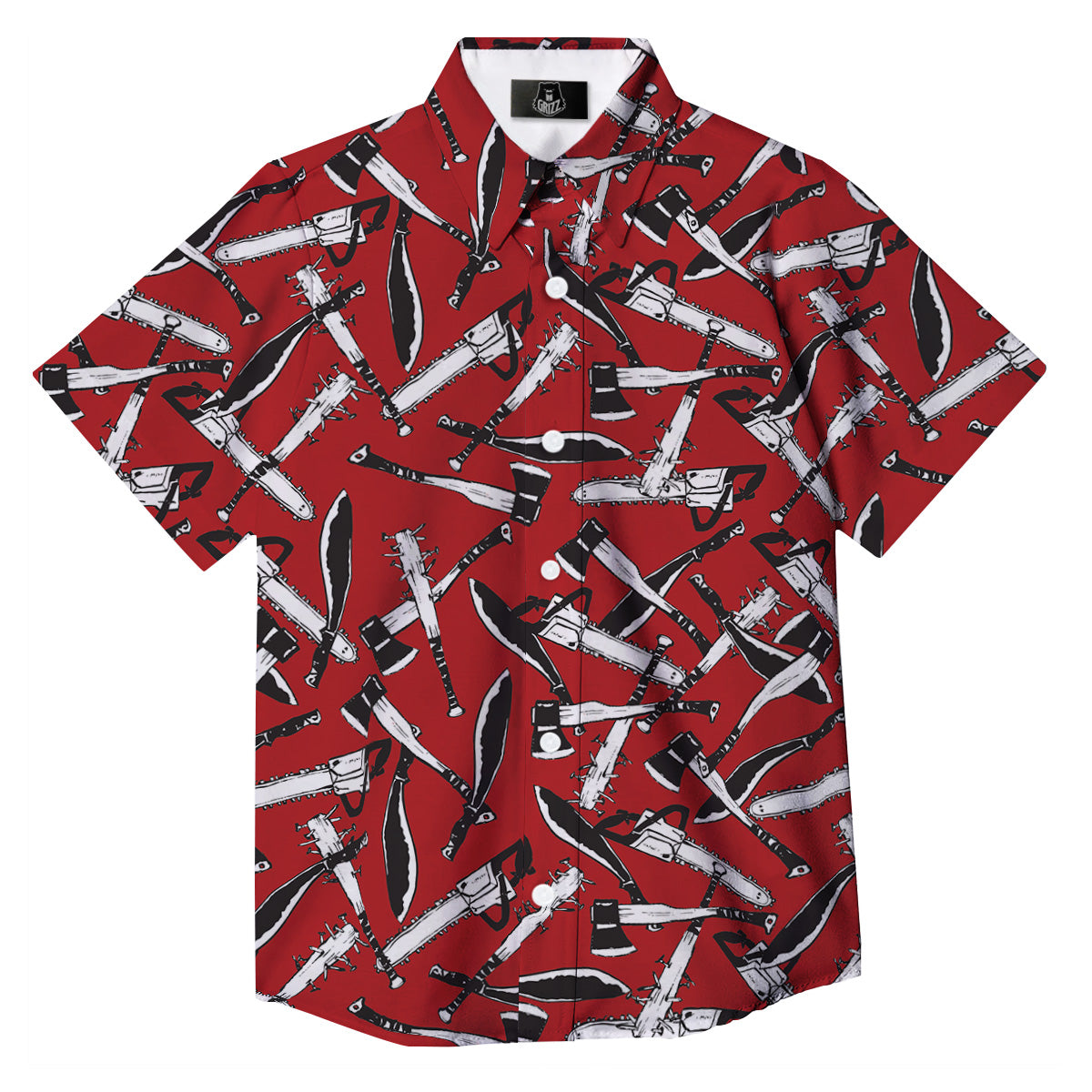 Zombie Killer Weapon Print Pattern Button Up Shirt
