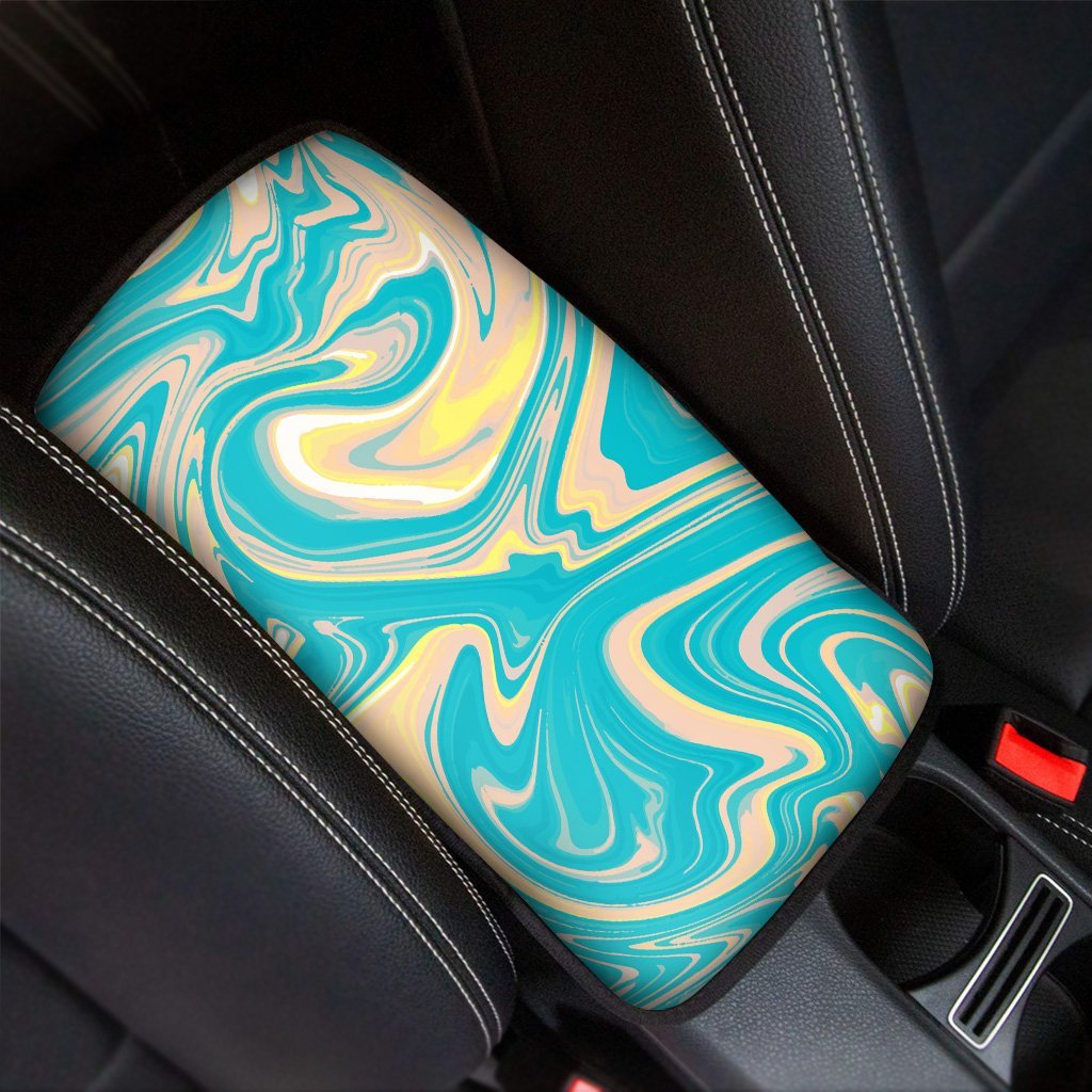 Abstract Green Marble Car Console Cover