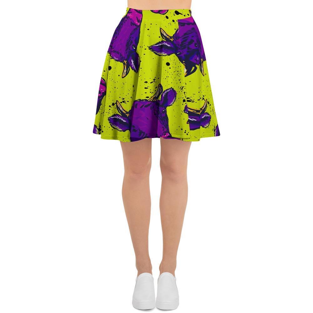 Abstract Neon Cow Print Women's Skirt