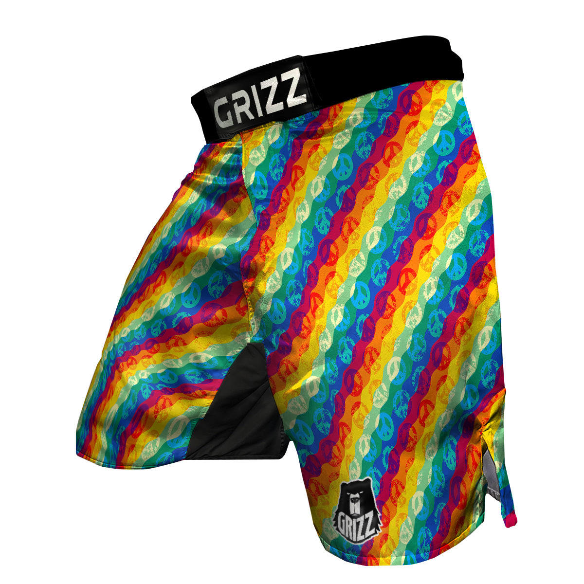 Abstract Rainbow Peace Signs And LGBT Print Pattern MMA Shorts