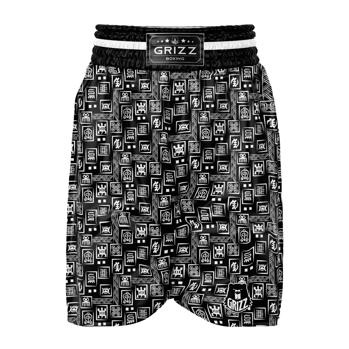 Adinkra Symbols White And Black Print Pattern Boxing Shorts – Grizzshopping