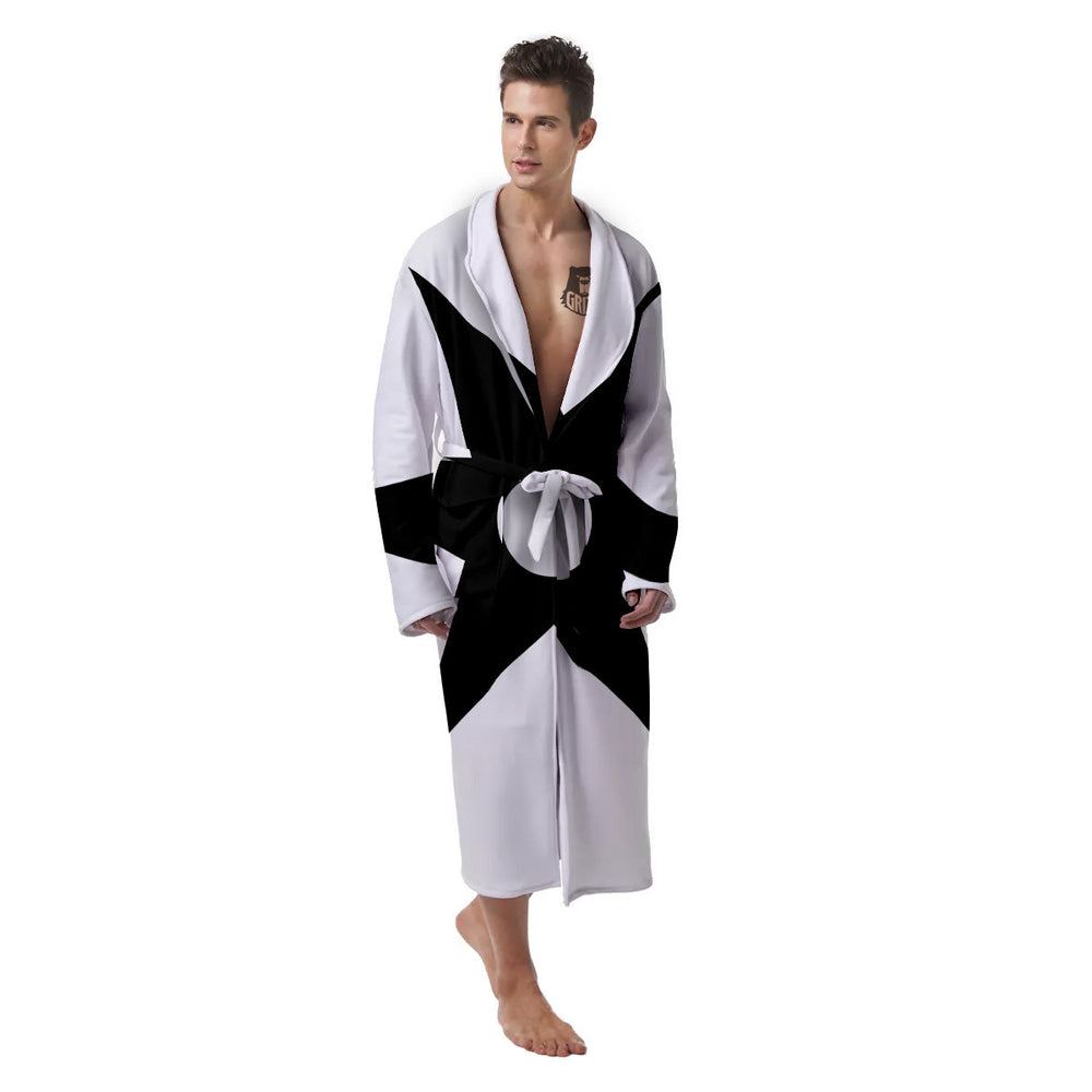 African Adinkra Symbols White And Black Men's Robe