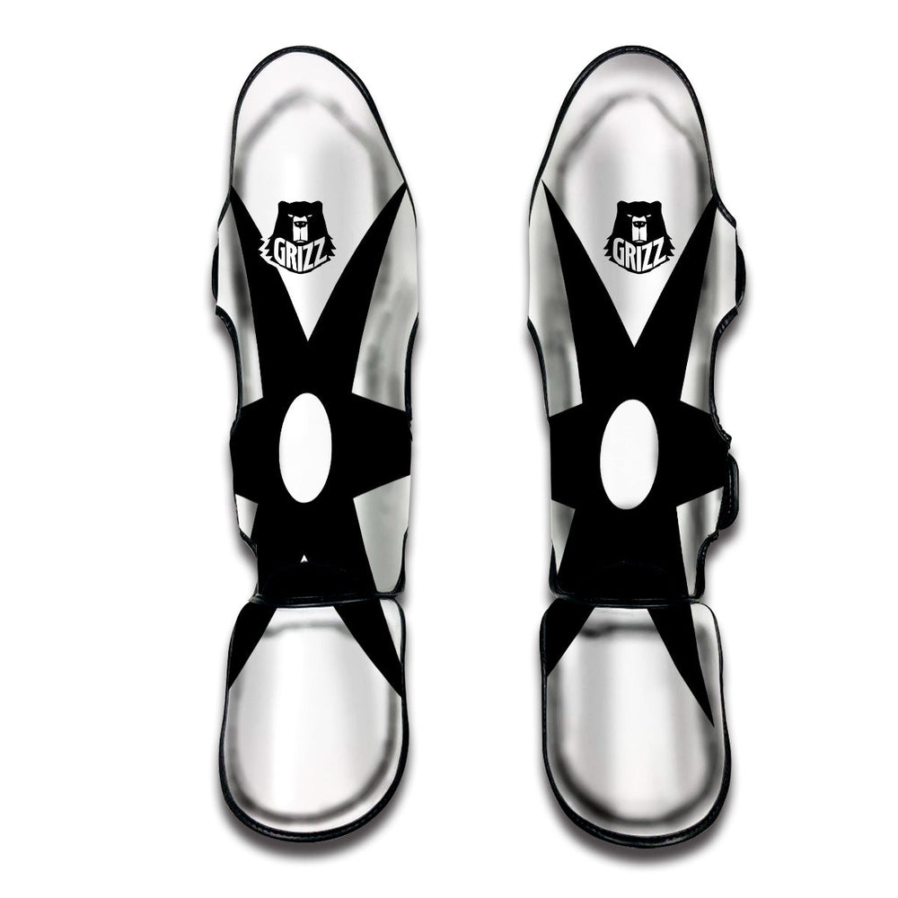 African Adinkra Symbols White And Black Muay Thai Shin Guards
