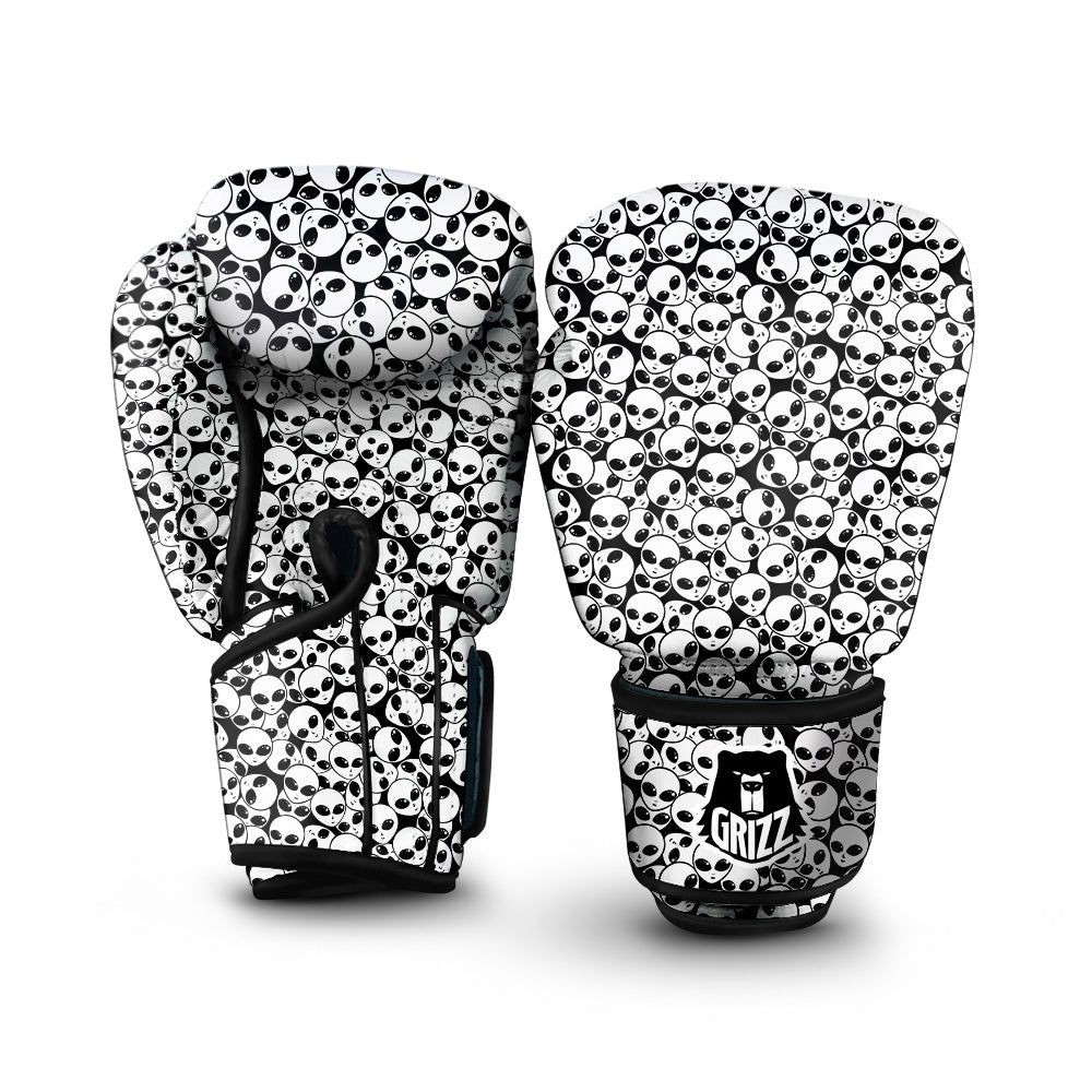 Alien White And Black Print Boxing Gloves