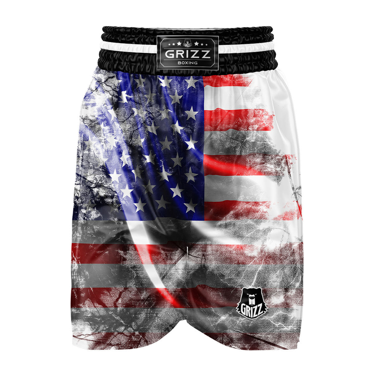 American Flag Grunge Ripped Paper Print Boxing Shorts