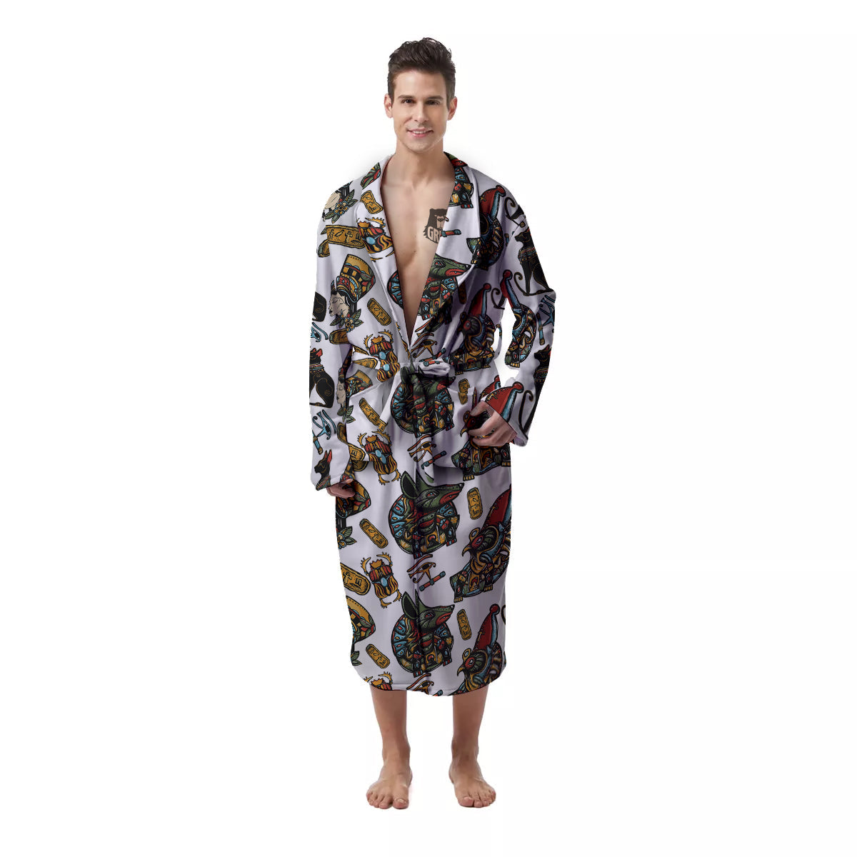Ancient Egypt Old School Tattoo Print Pattern Men's Robe