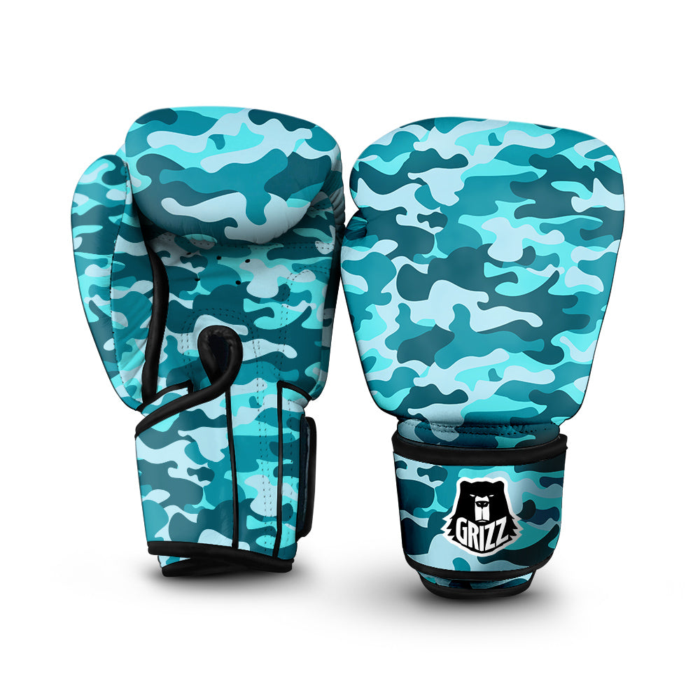 Aqua Camo And Camouflage Print Boxing Gloves