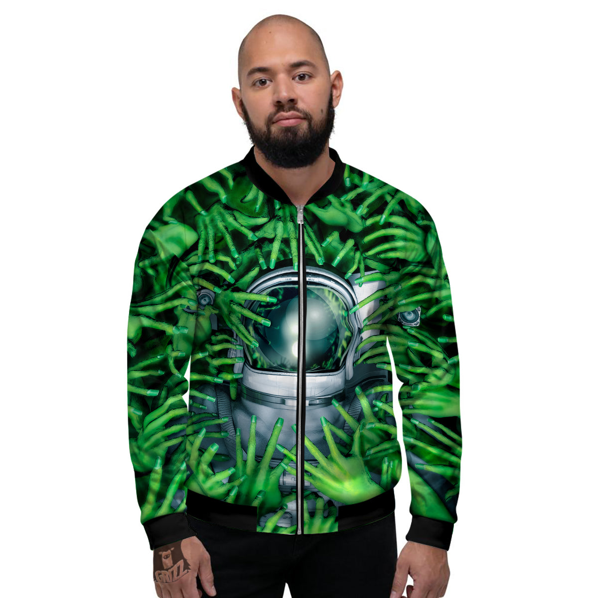 Astronaut And Alien Sci Fi Print Men's Bomber Jacket