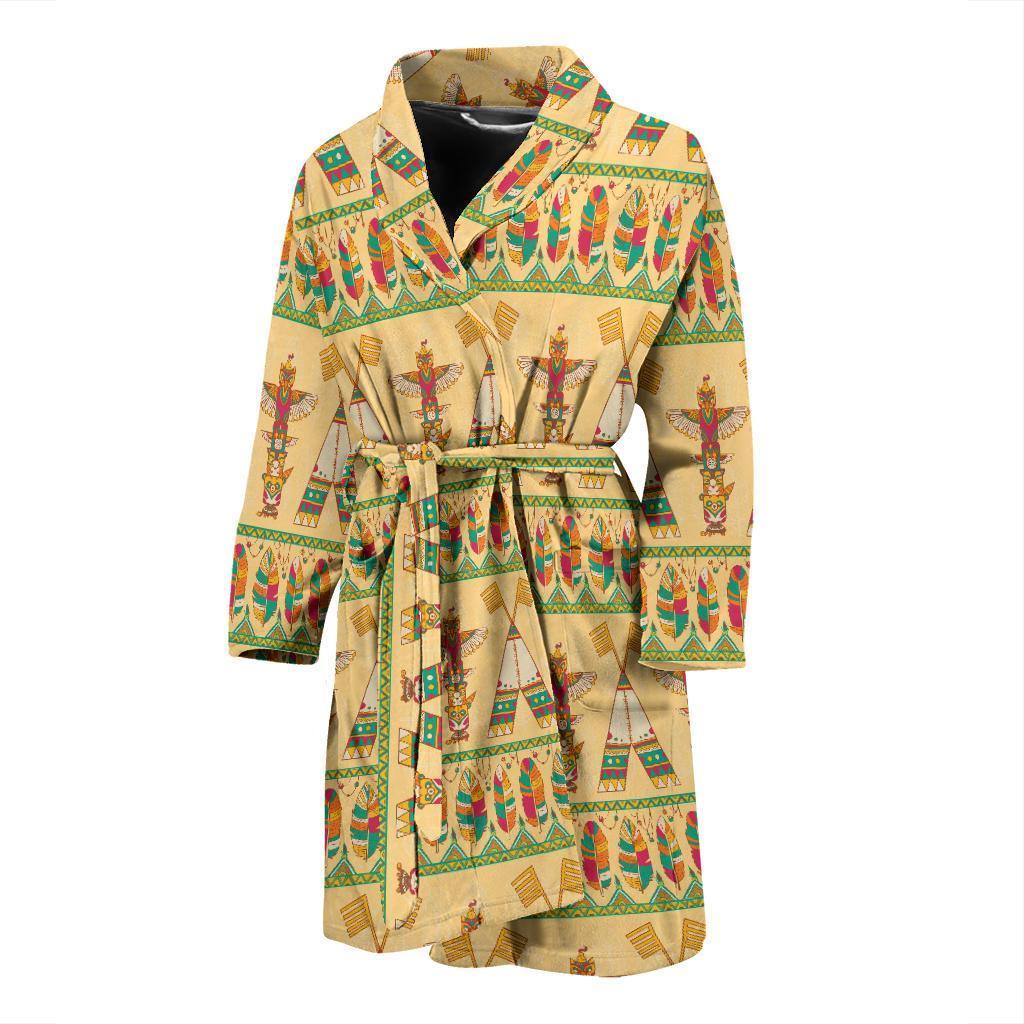 Aztec Indians Navajo Tribal Native American Print Men Long Robe