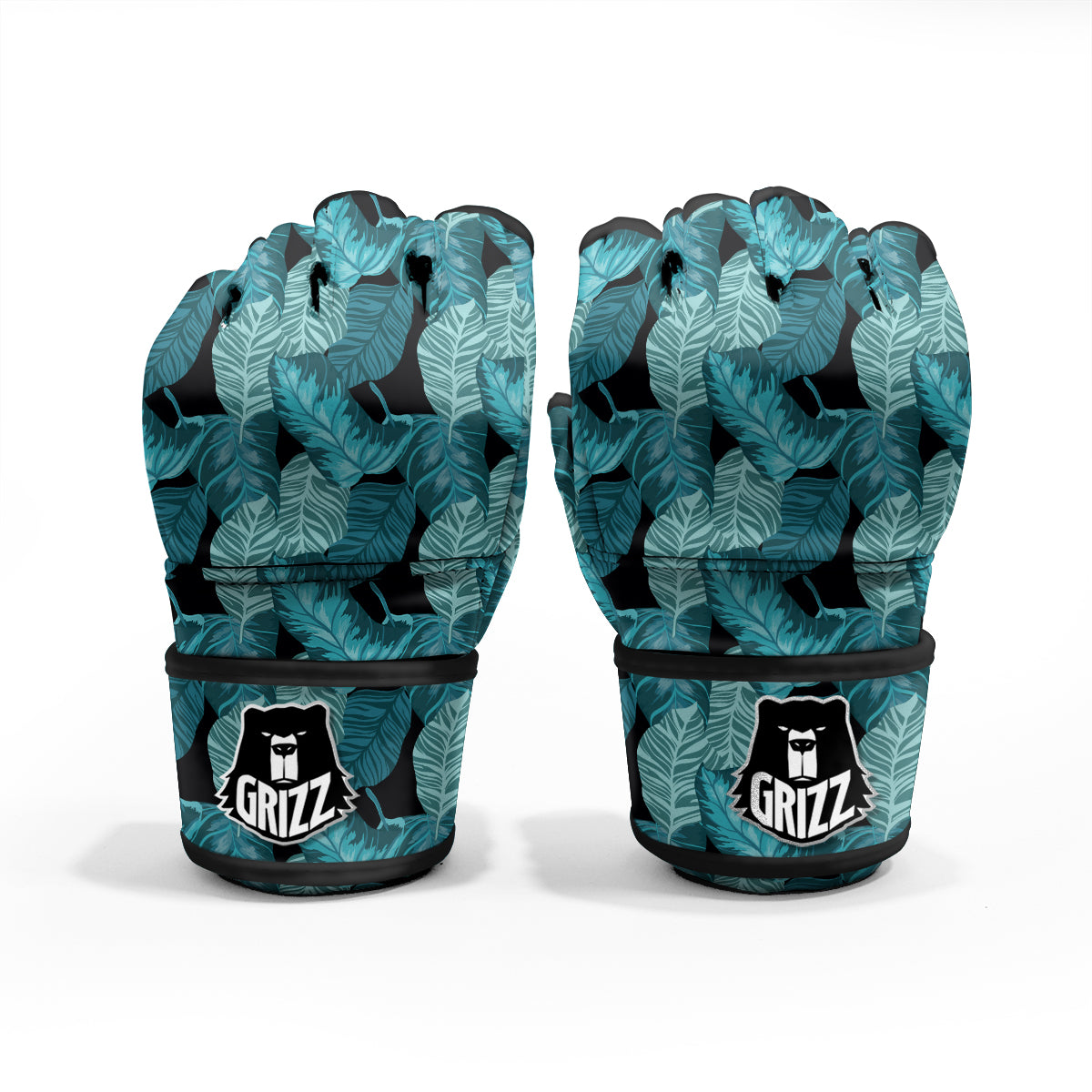 Banana Leaf Turquoise Print Pattern MMA Gloves