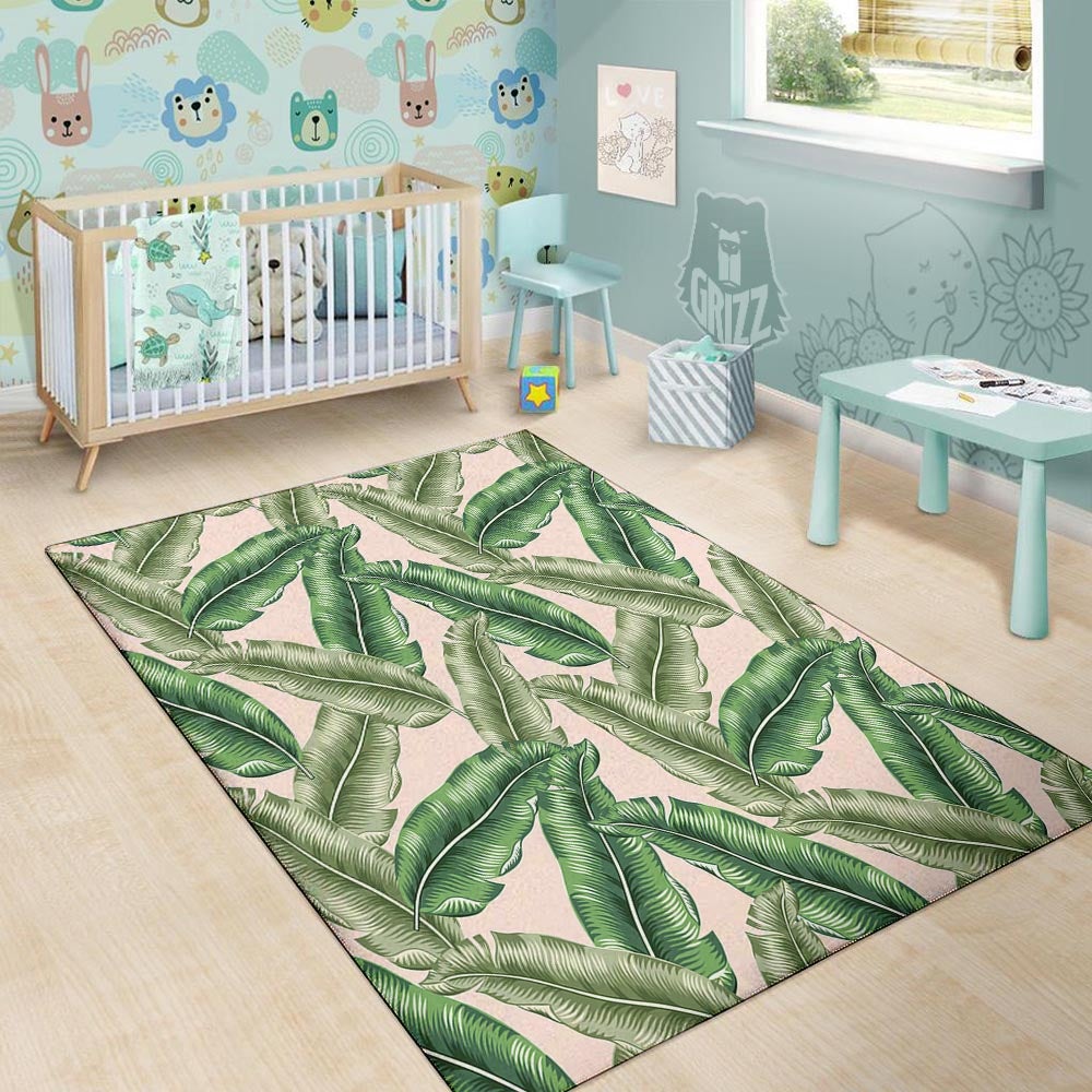 Banana Leaves Tropical Print Pattern Floor Mat