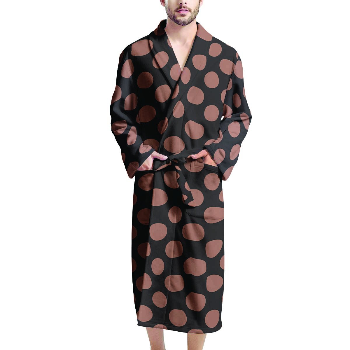 Black Brown Polka Dot Men's Robe