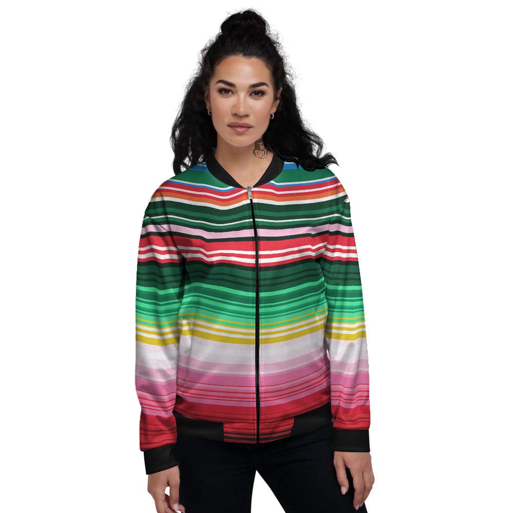 Blanket Mexican Serape Print Pattern Women's Bomber Jacket