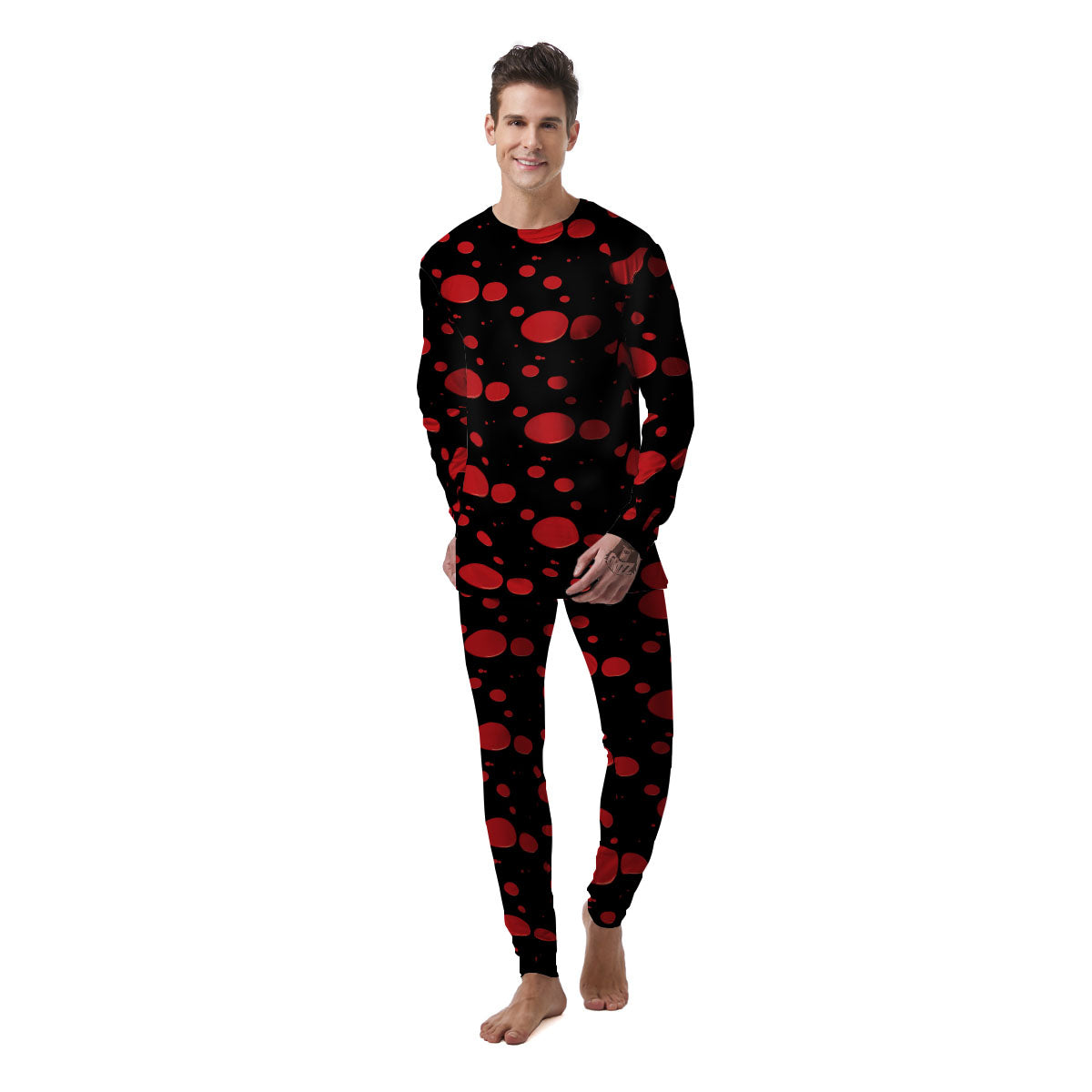 Blood Drop Red Print Pattern Men's Pajamas