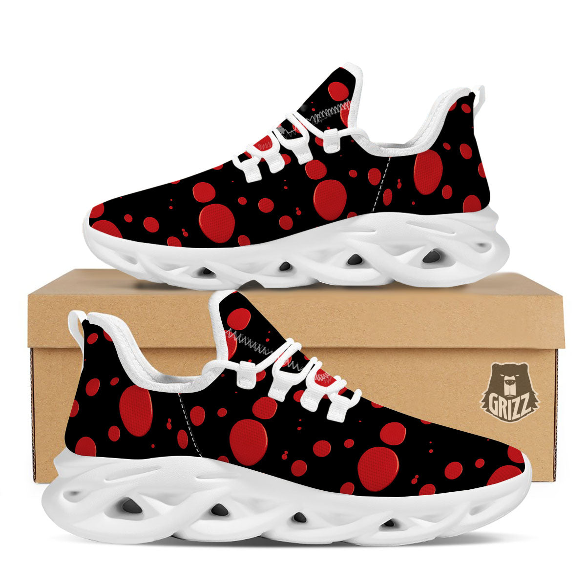 Blood Drop Red Print Pattern White Running Shoes