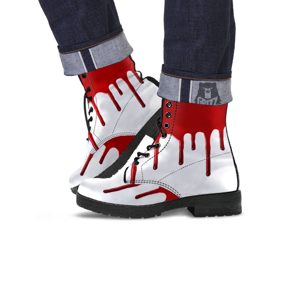 Blood Flowing Red Print Leather Boots