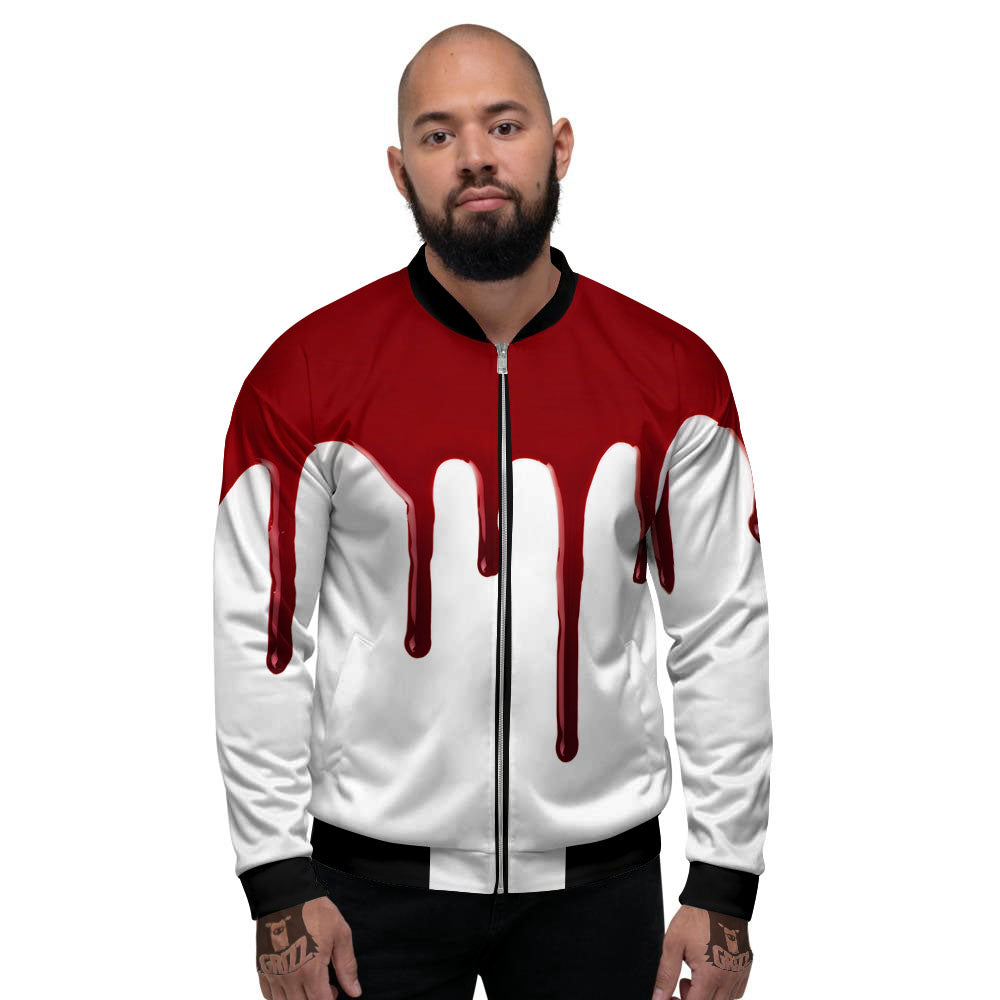 Blood Flowing Red Print Men's Bomber Jacket