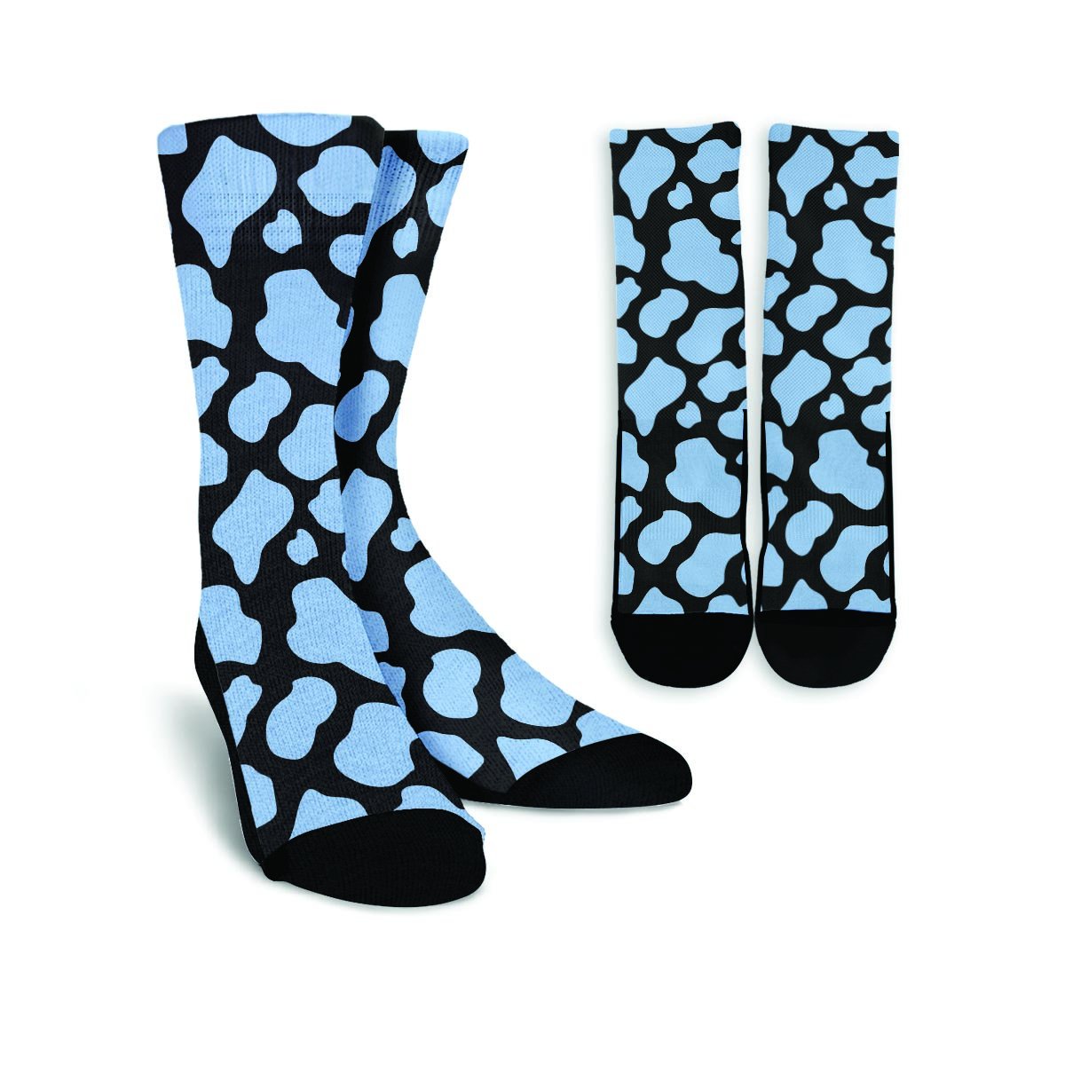 Blue And Black Cow Print Unisex Socks