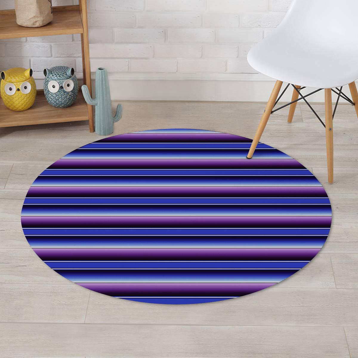 Blue And Purple Mexican Baja Round Rug