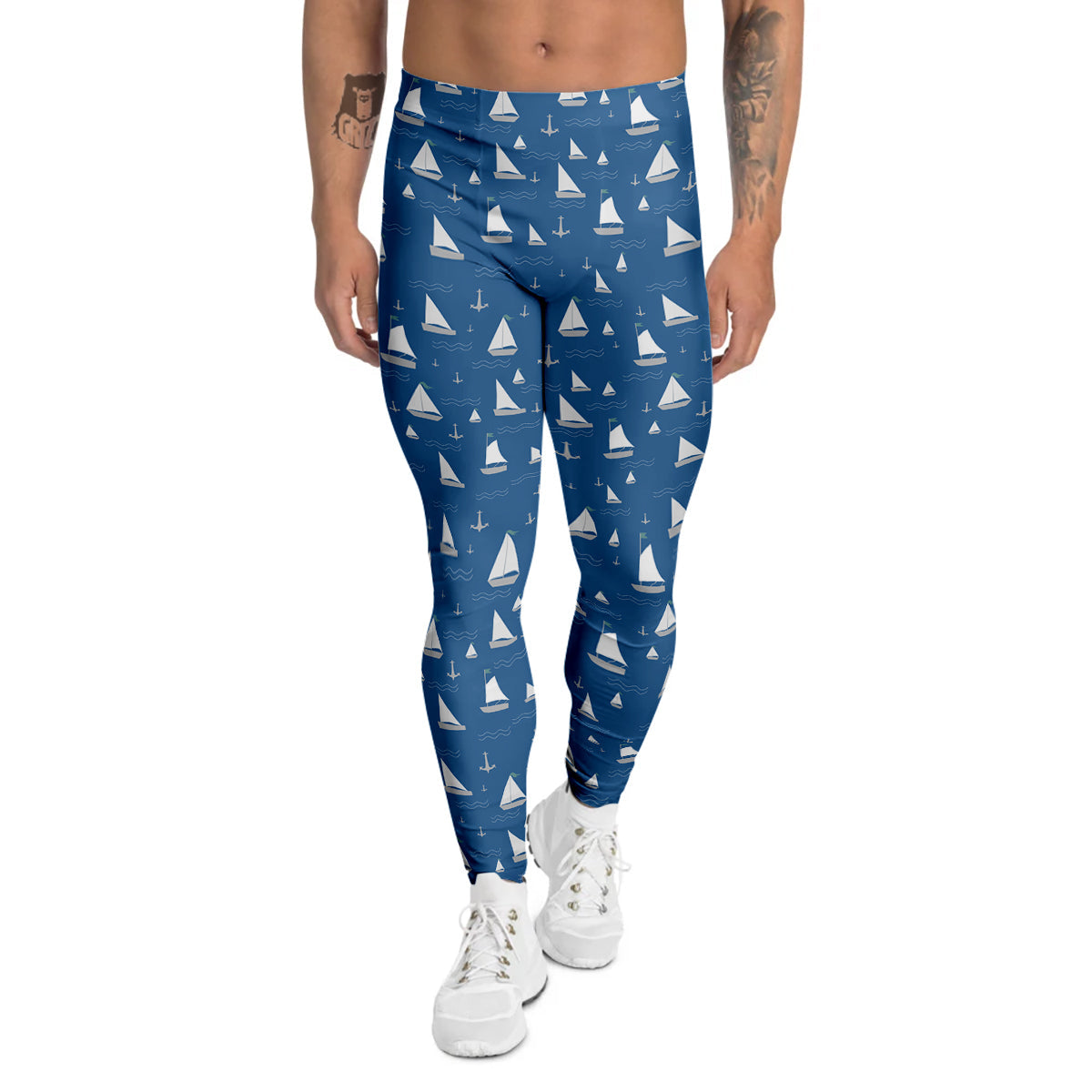 Boat Drawing Print Pattern Men's Leggings