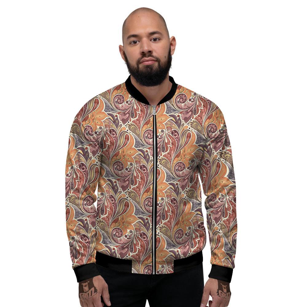 Bohemian Pigeon Floral Print Pattern Men's Bomber Jacket