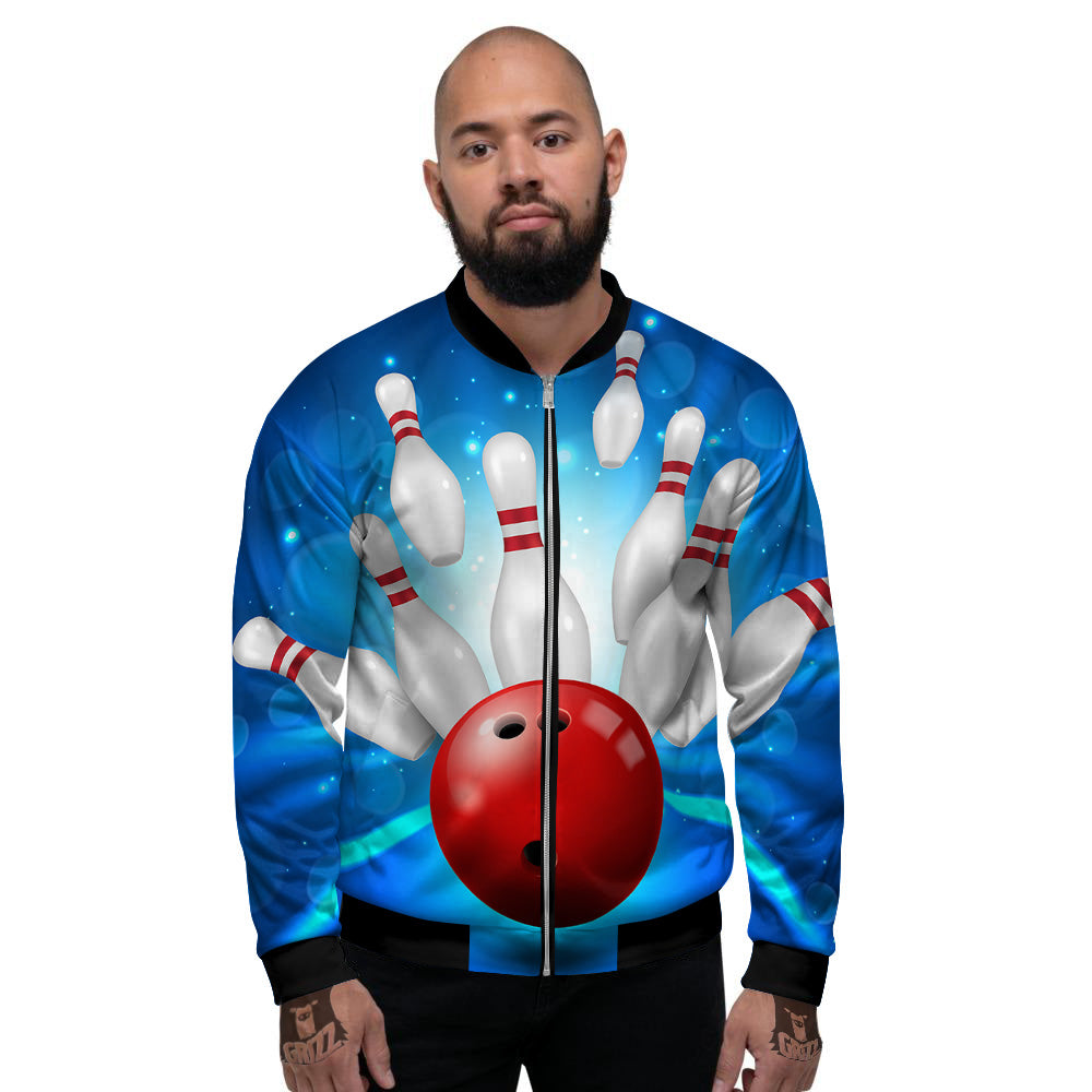 Bowling Strike Print Men's Bomber Jacket