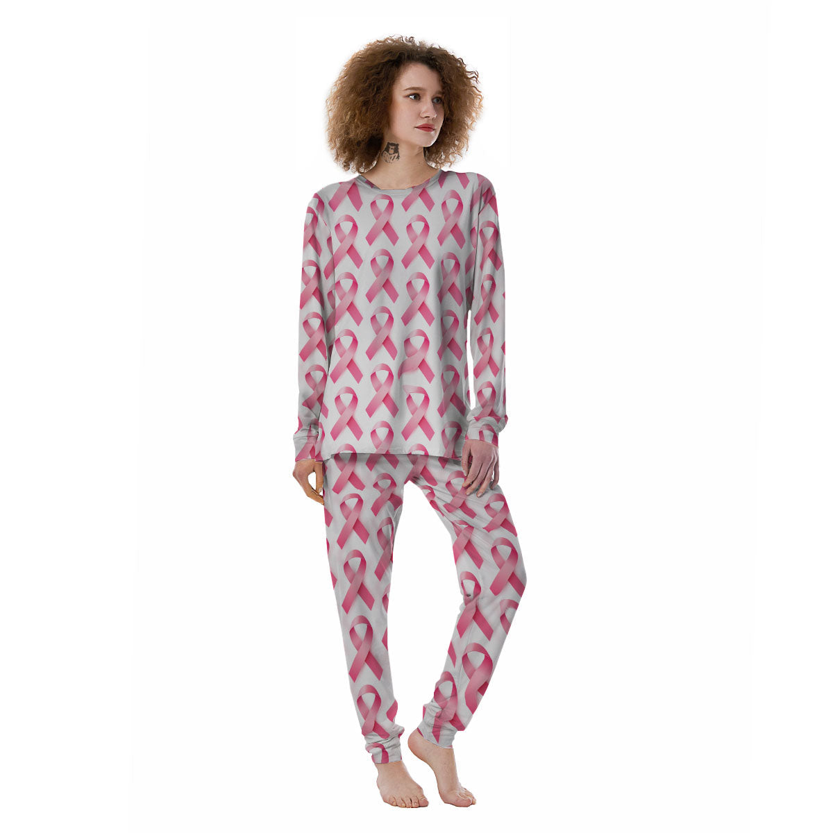 Breast Cancer Pink Ribbon Print Pattern Women's Pajamas – Grizzshopping