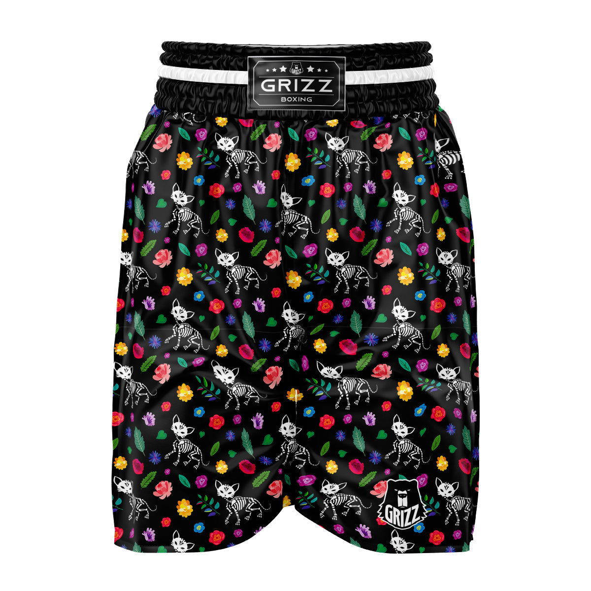 Calavera Cat Skeleton Print Pattern Boxing Shorts