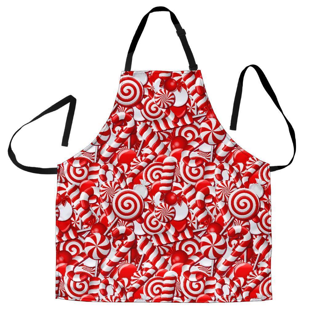 Candy Cane Print Pattern Men's Apron