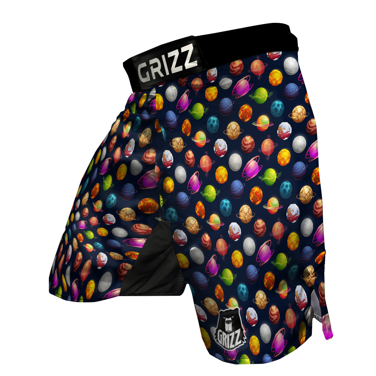 Cartoon Futuristic Planets Colorful Print Pattern MMA Shorts