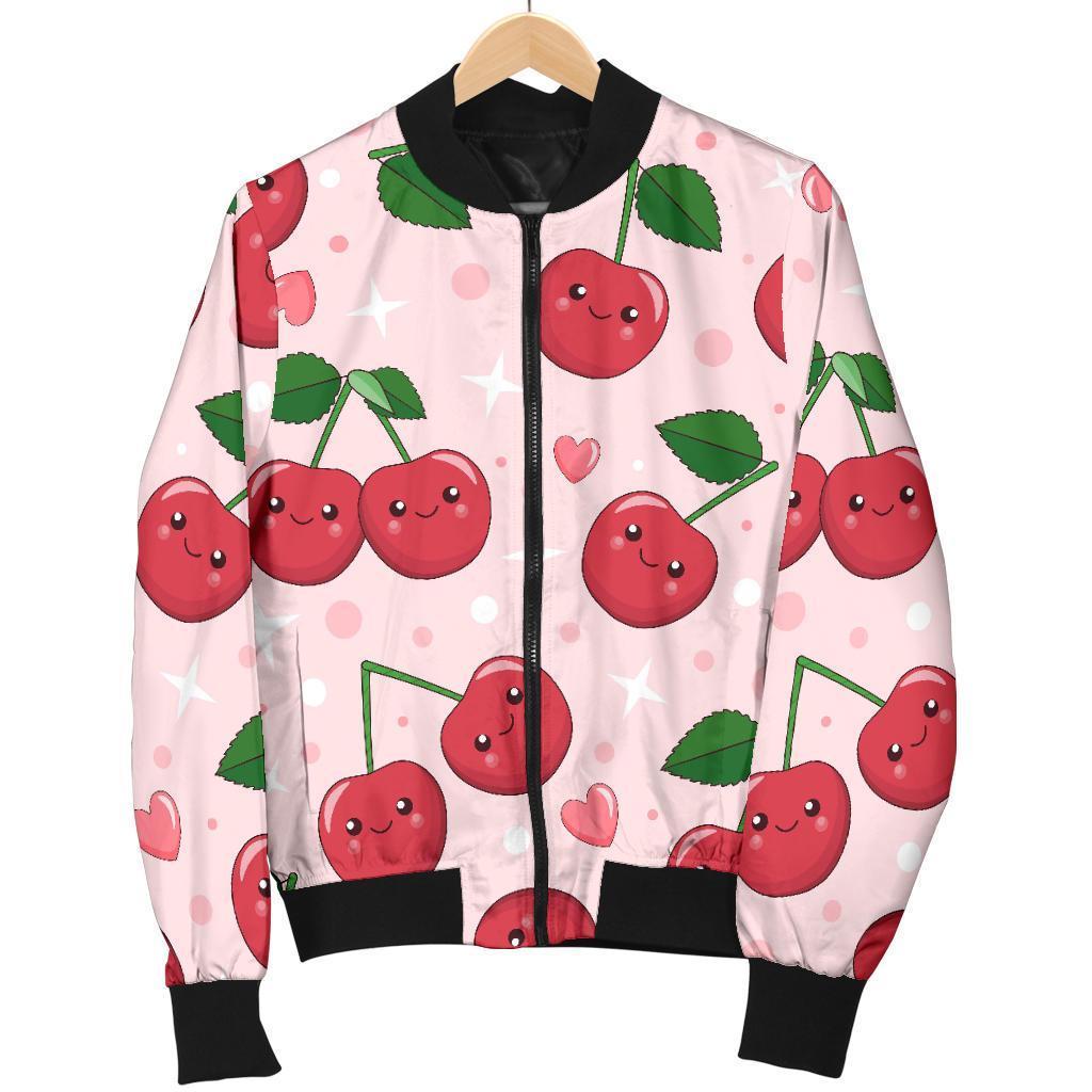 Cherry Print Pattern Men's Bomber Jacket