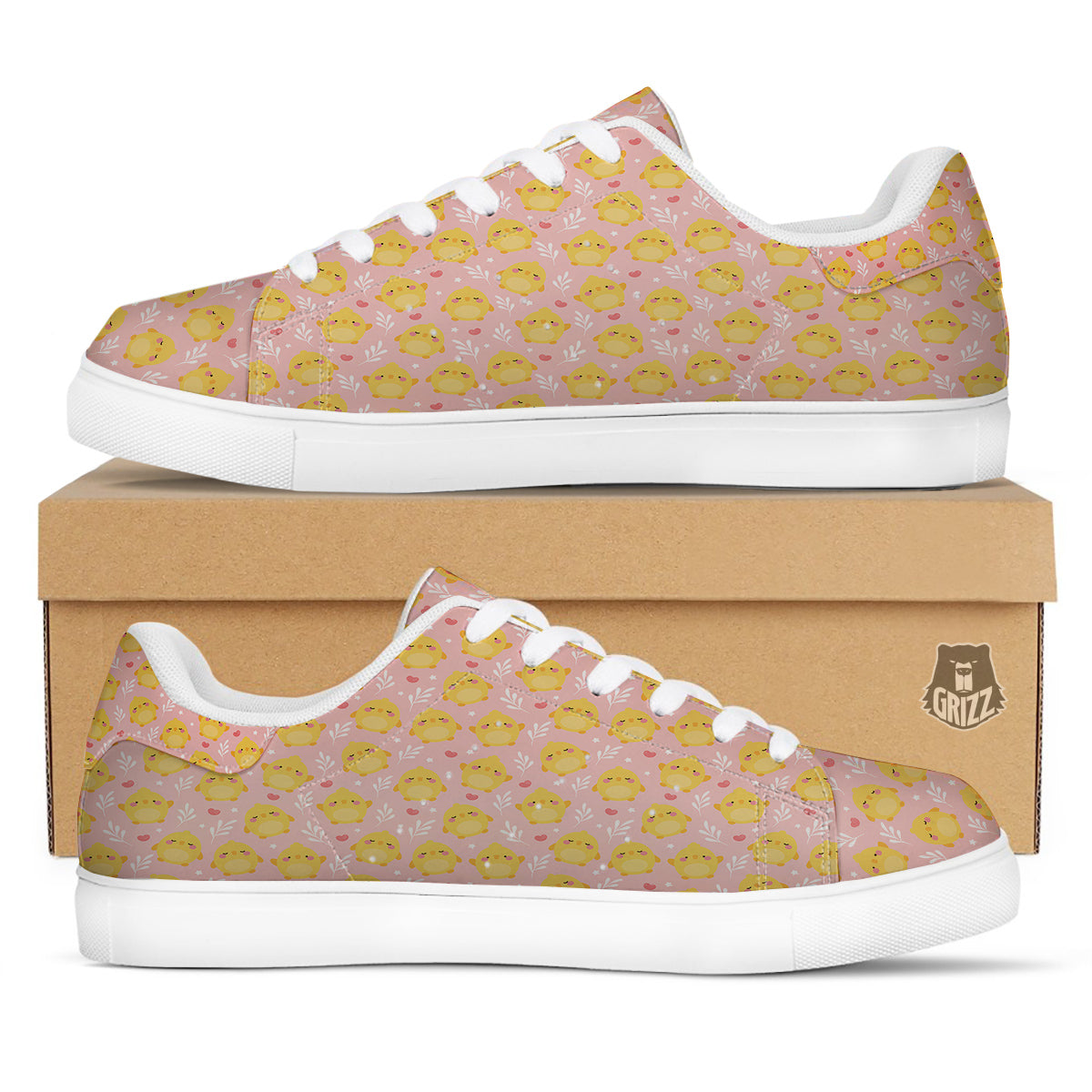Chicken Cute Print Pattern White Low Top Sneakers