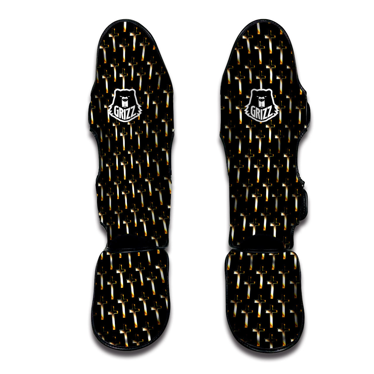 Christian Cross Print Pattern Muay Thai Shin Guards