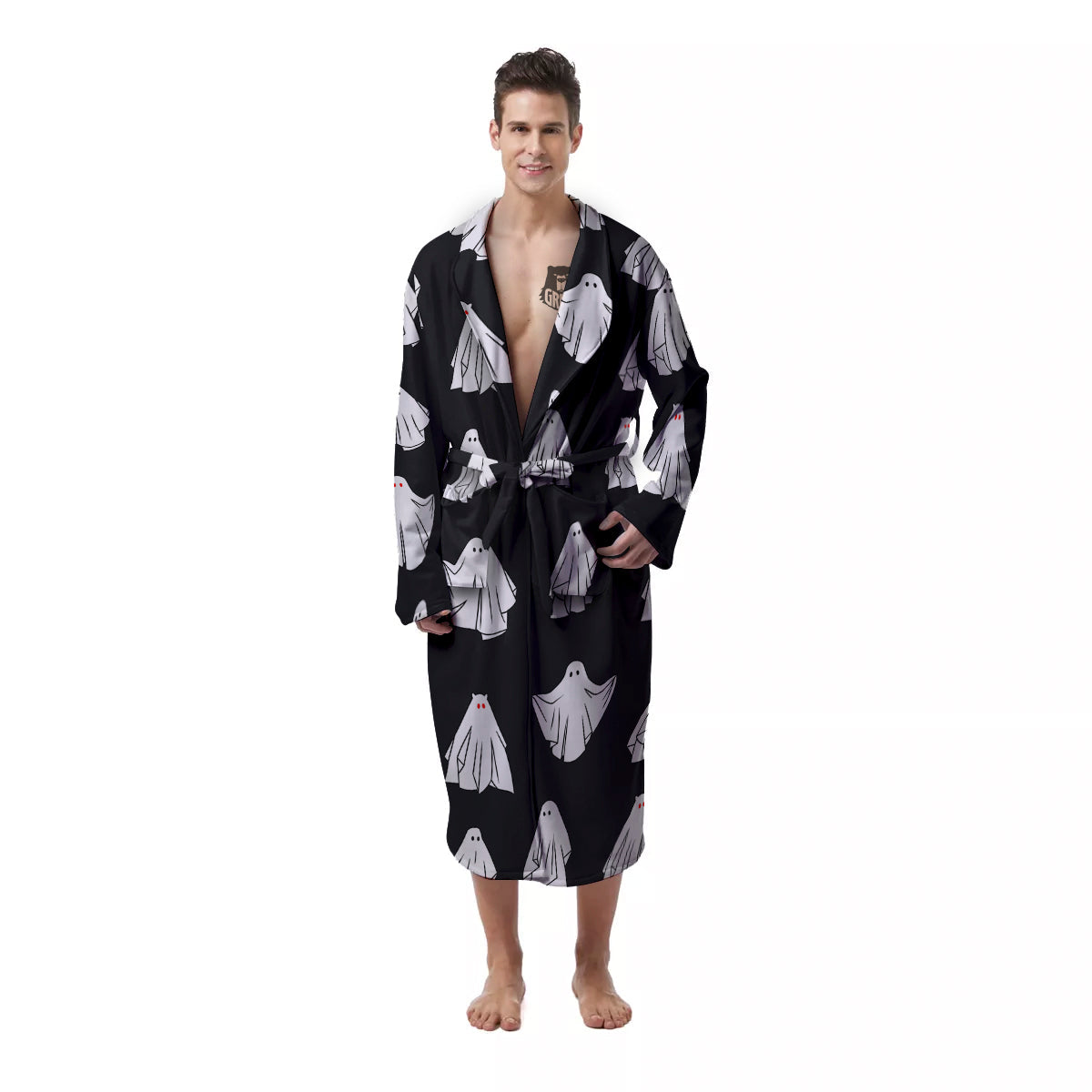 Cloth Ghosts Cartoon Print Pattern Men's Robe