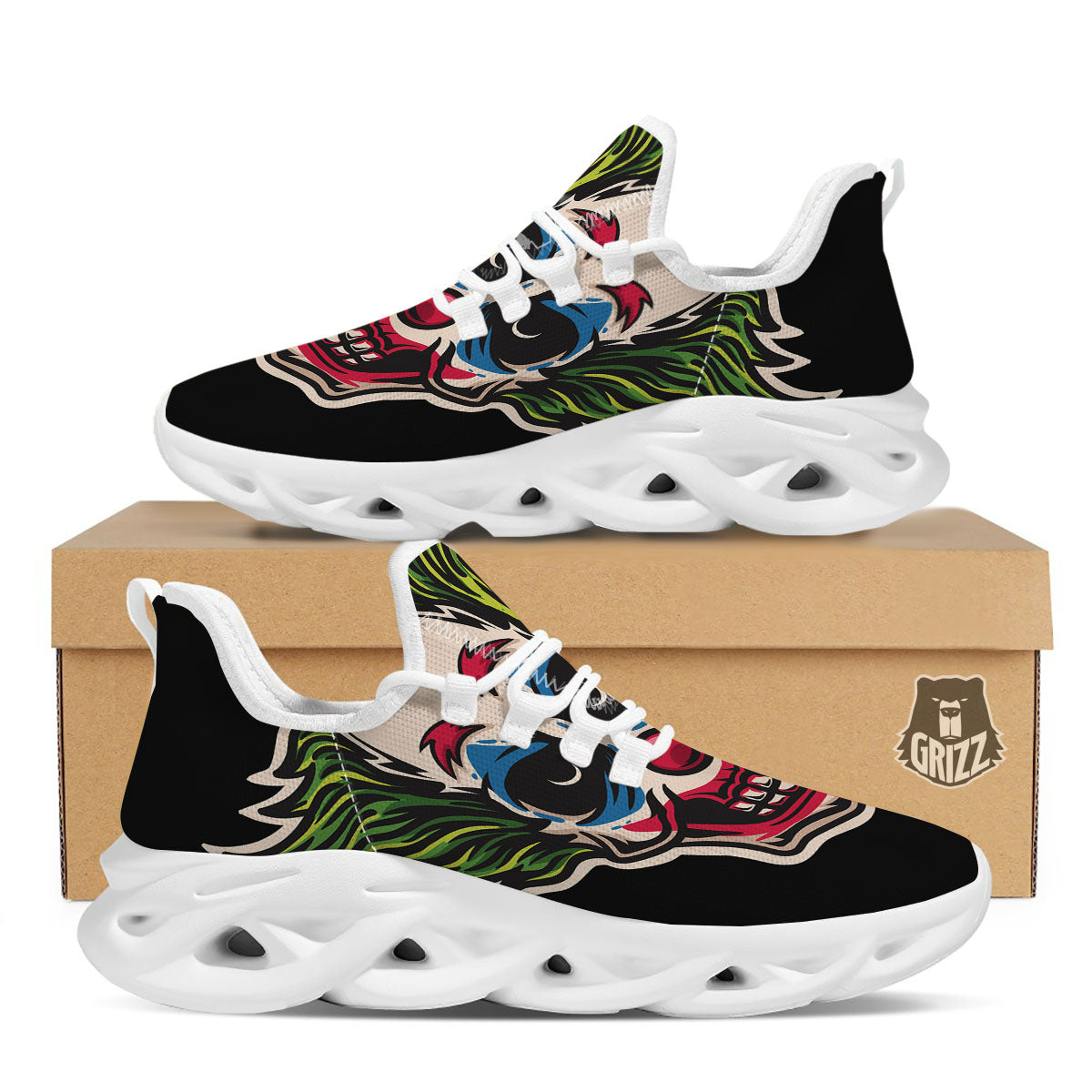 Clown Scary Cartoon Print White Running Shoes