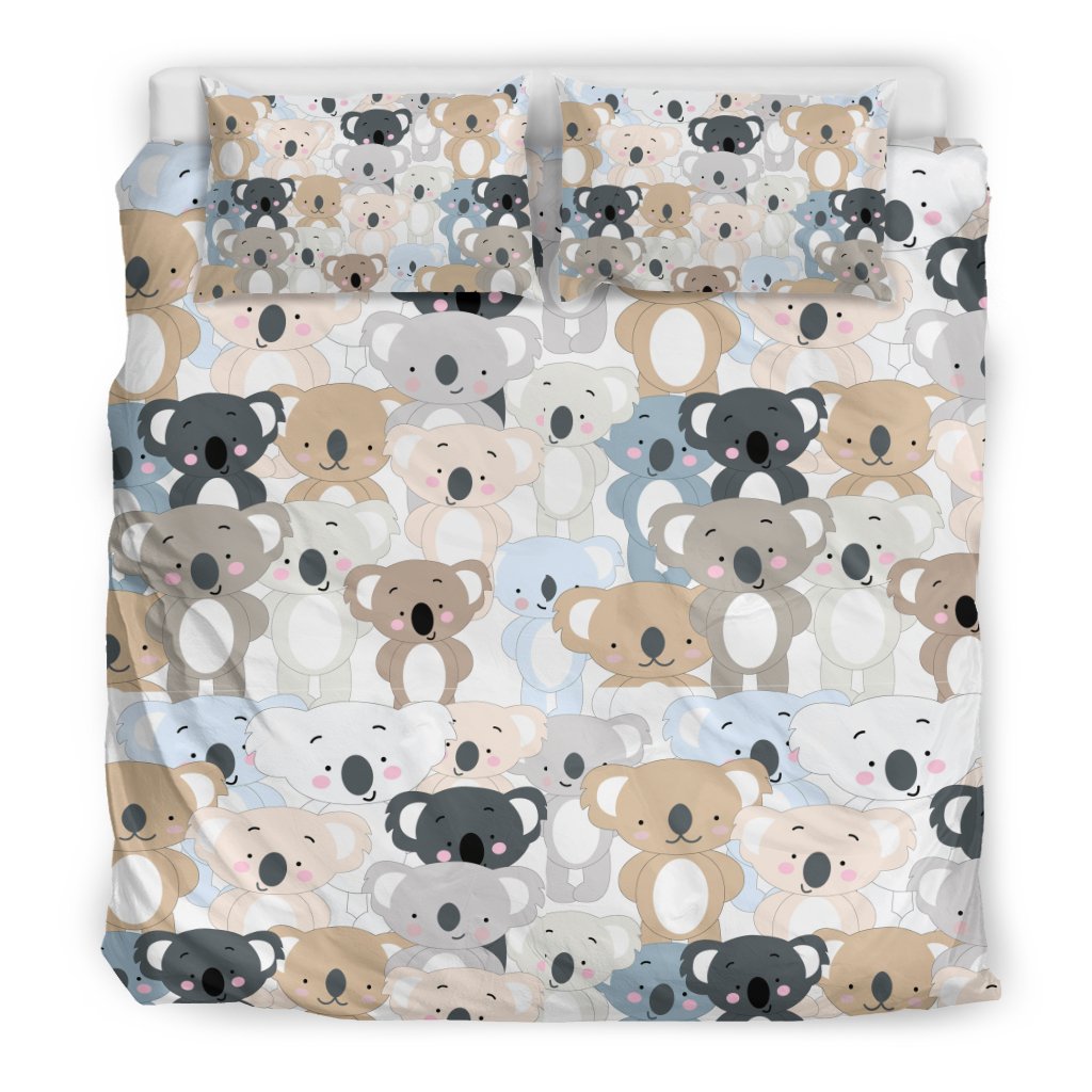 Colorful Koala Pattern Print Duvet Cover Bedding Set