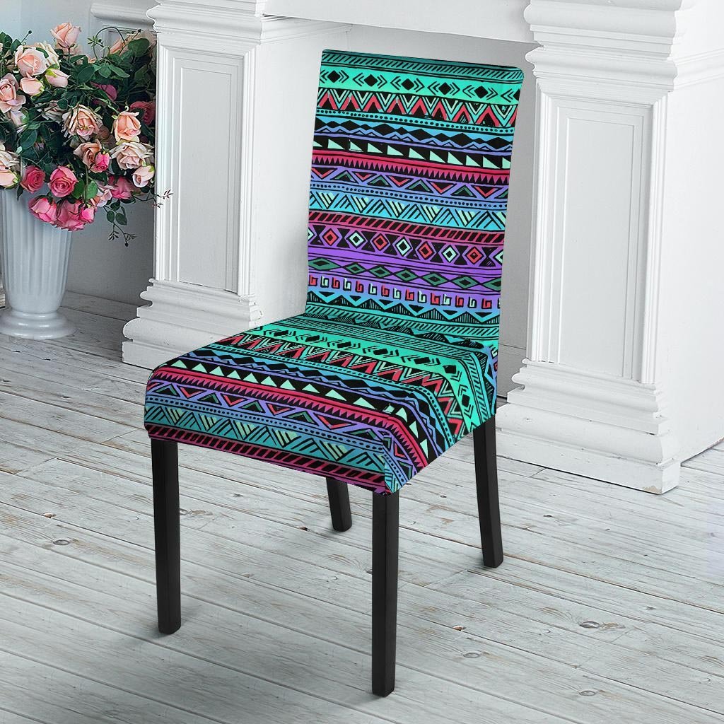 Colorful Neon Tribal Aztec Hand Drawn Chair Cover