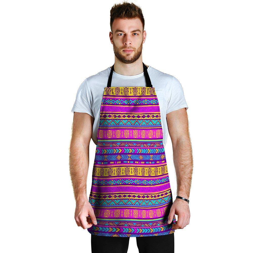 Colorful Neon Tribal Navajo Aztec Print Men's Apron