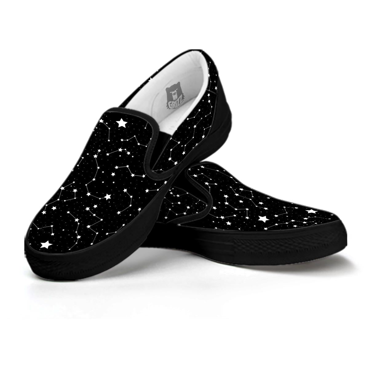 Constellations Star Print Pattern Black Slip On Shoes