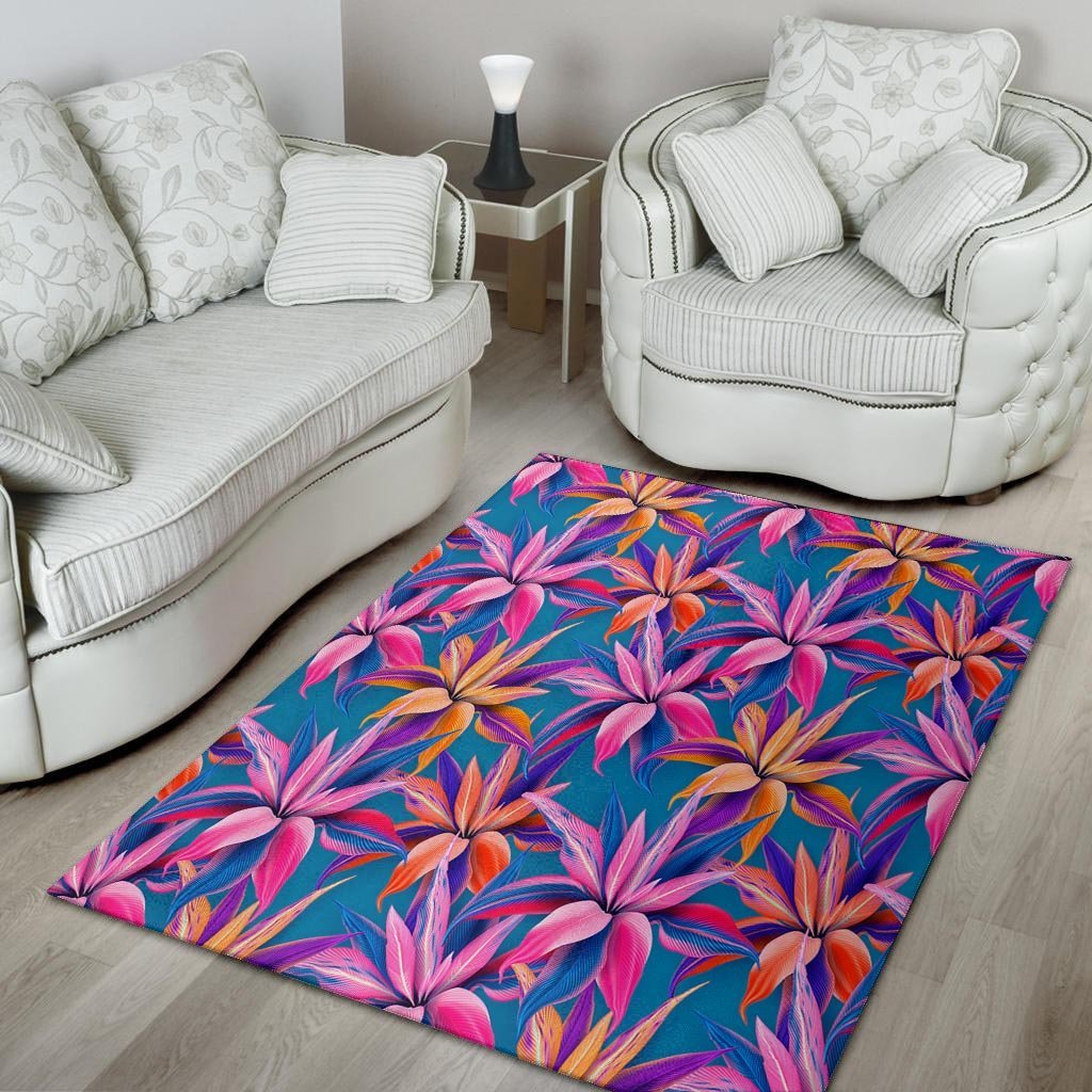 Cordyline Tropical Floral Print Floor Mat
