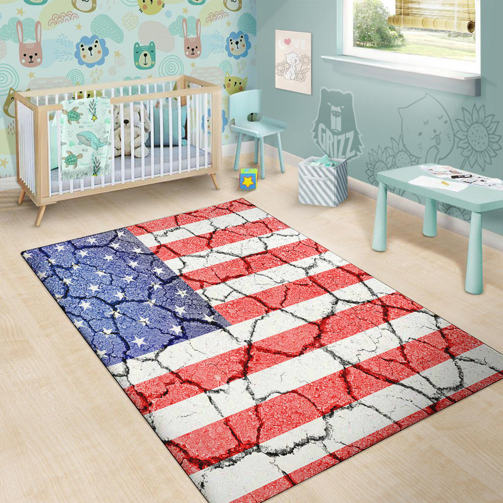 Cracked Flag American Print Floor Mat