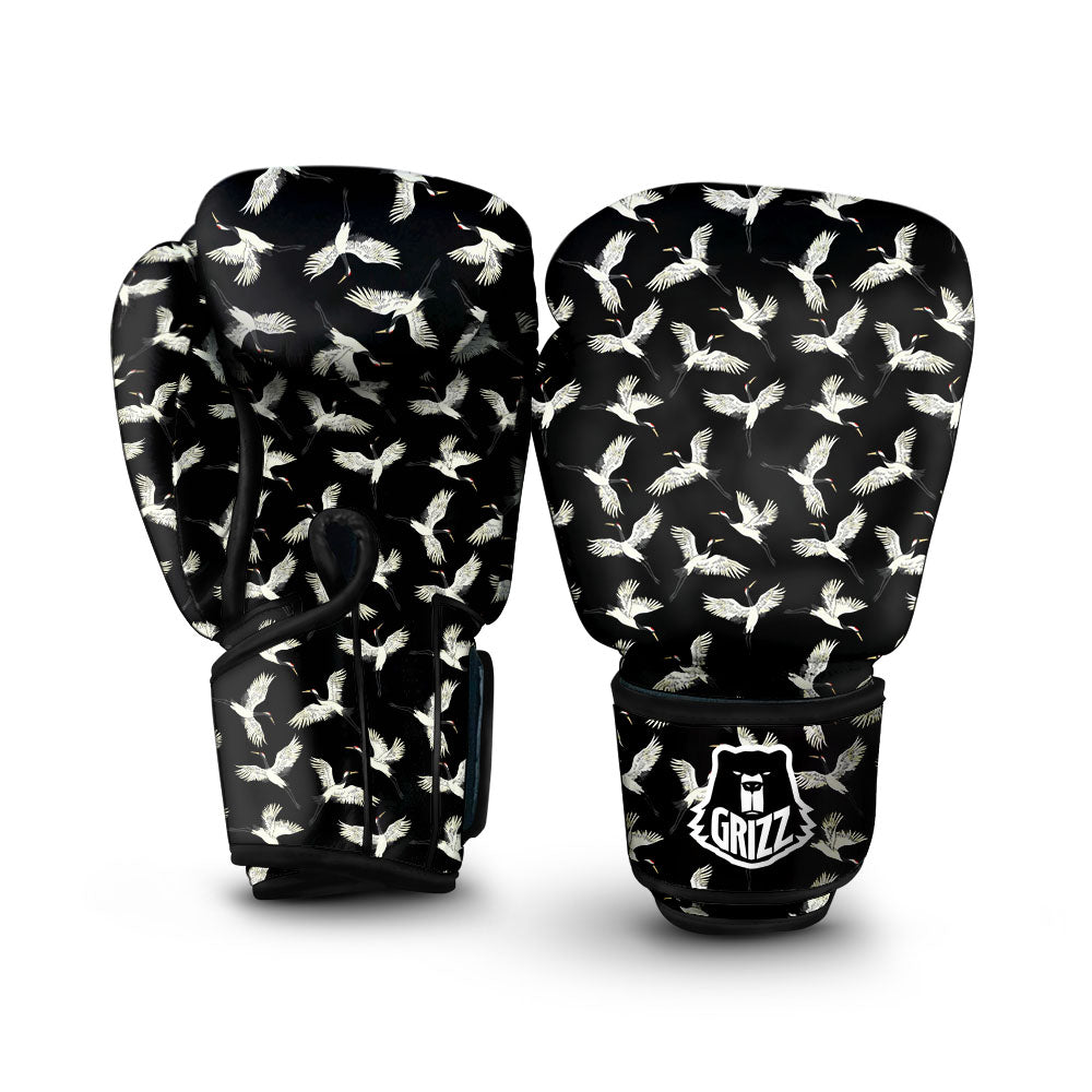 Crane Bird Flying Print Pattern Boxing Gloves