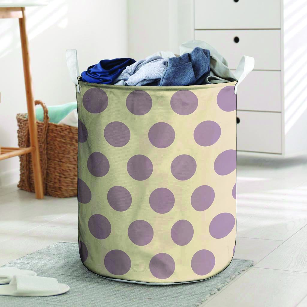 Cream And Brown Polka Dot Laundry Basket