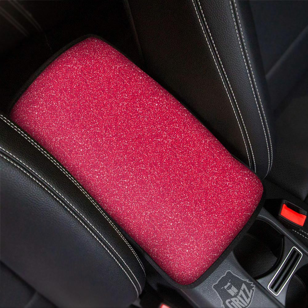 Crimson Glitter Texture Print Car Center Console Cover
