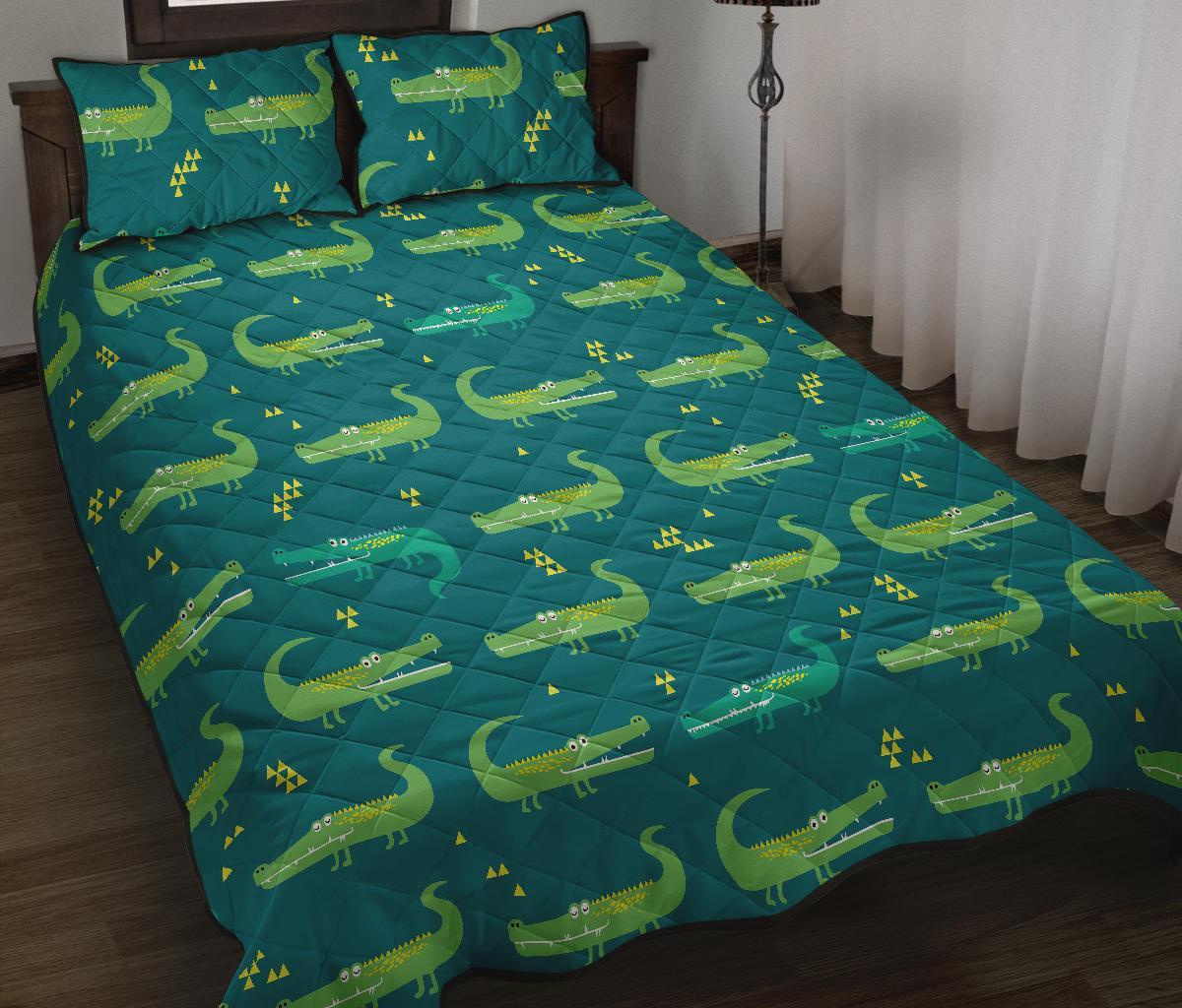 Crocodile Print Pattern Bed Set Quilt