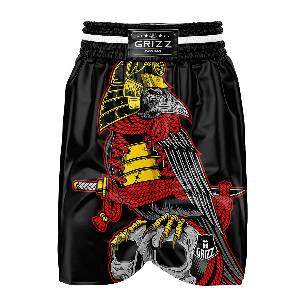 Crow And Samurai Print Boxing Shorts